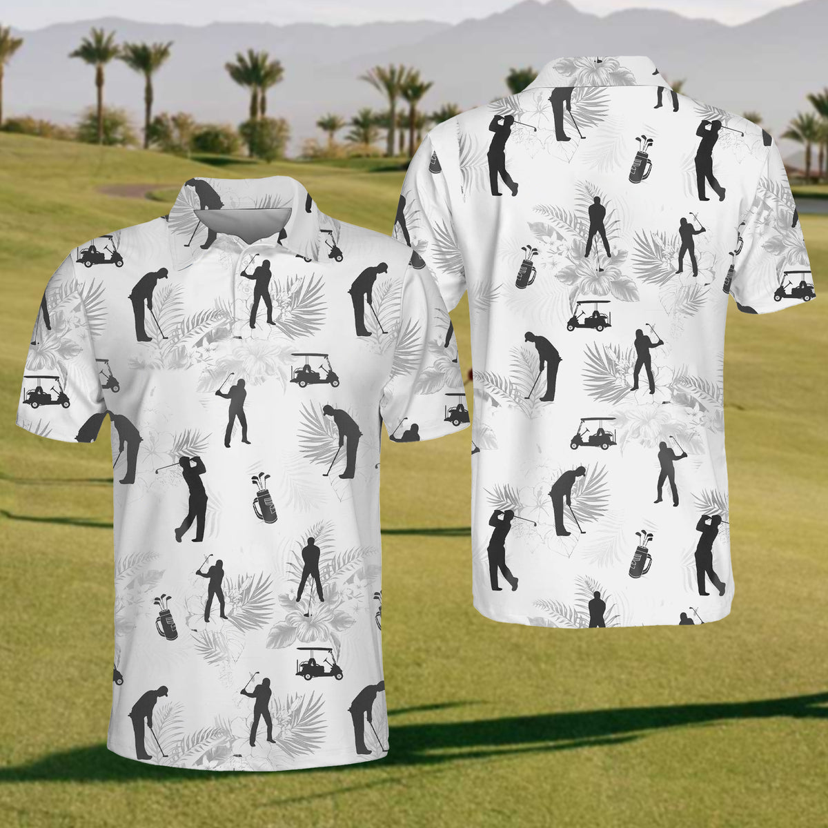 Men Golf Polo Shirts Tropical Palm Tree Pattern Golf Shirts for Men ...