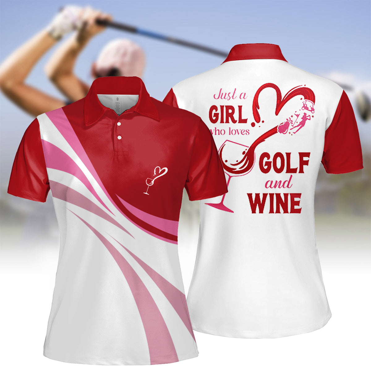 Red and white Womens golf polo shirts just a girl who loves golf and ...
