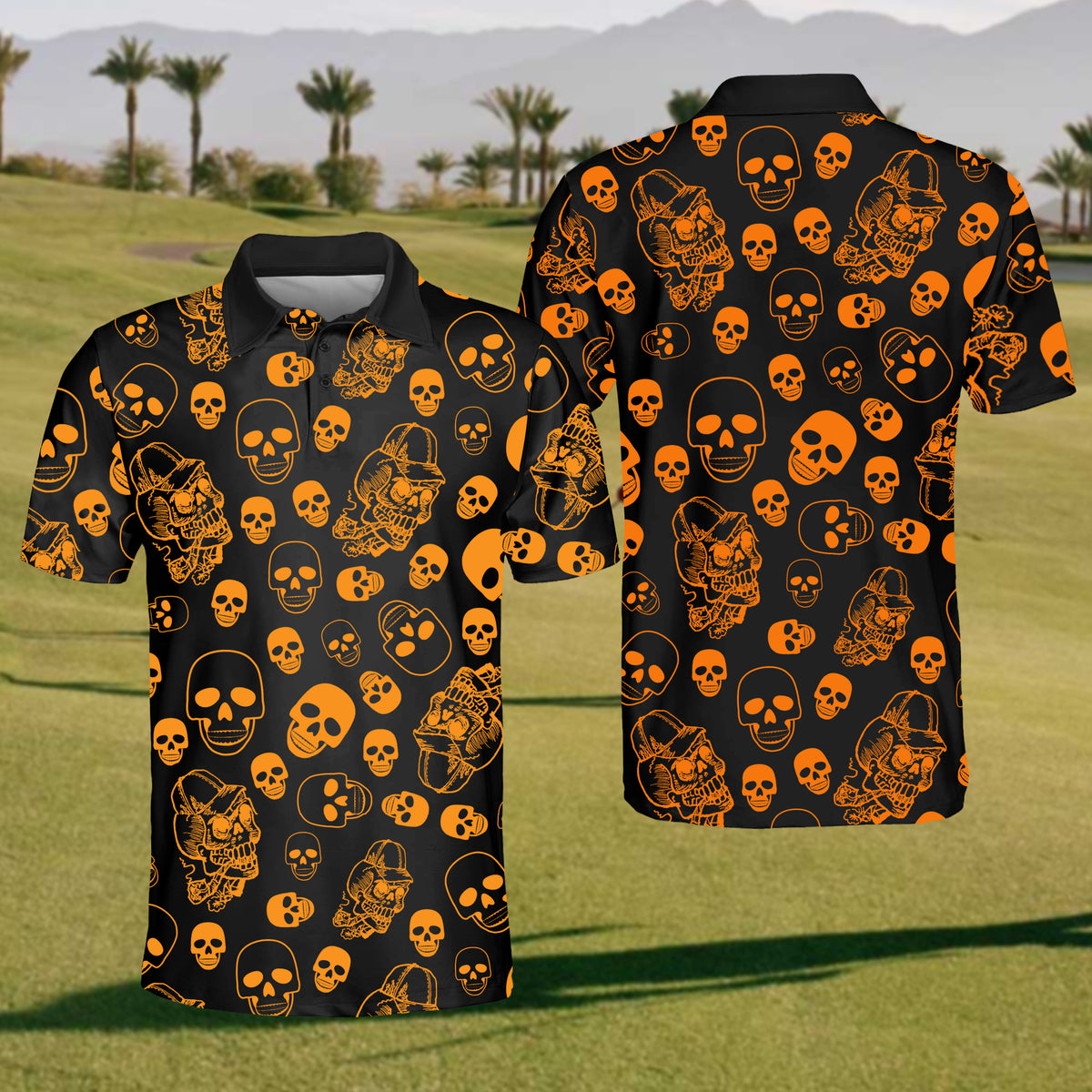 Men's Halloween Skull Pipe Polo Shirt – cozypantsus