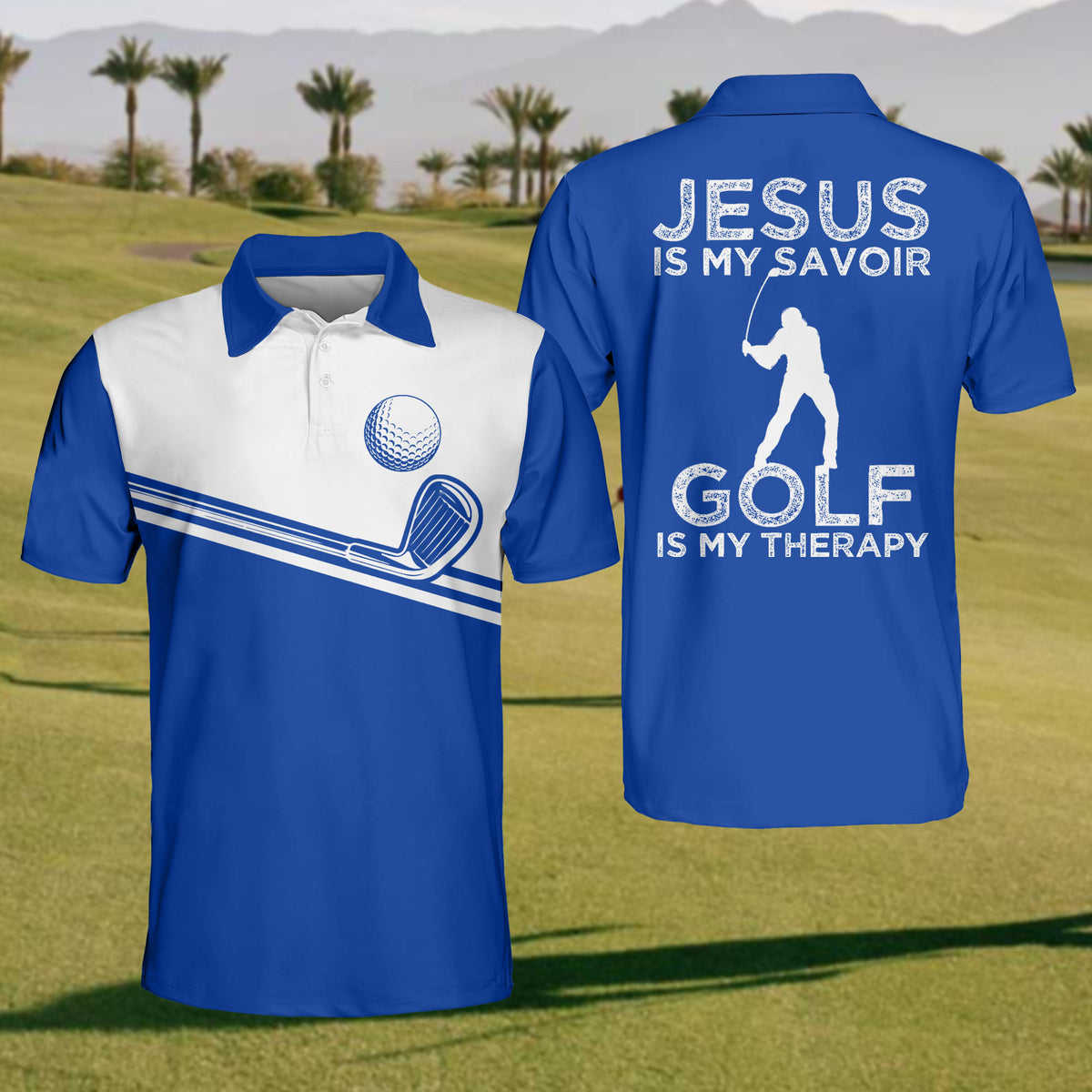 Men's Jesus is my savior golf is my therapy polo shirt – cozypantsus