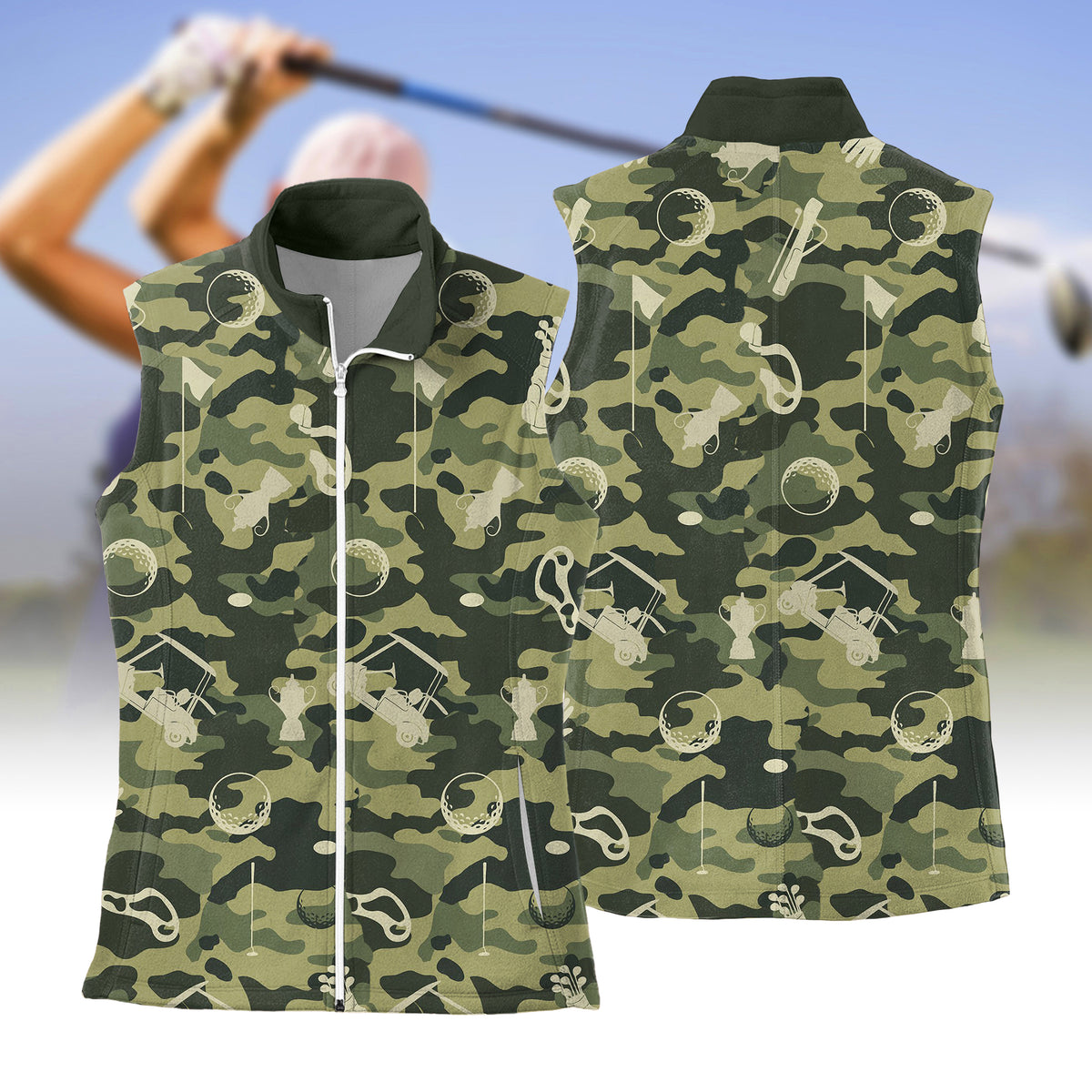 Women's camouflage Golf Sleeveless Jacket – cozypantsus